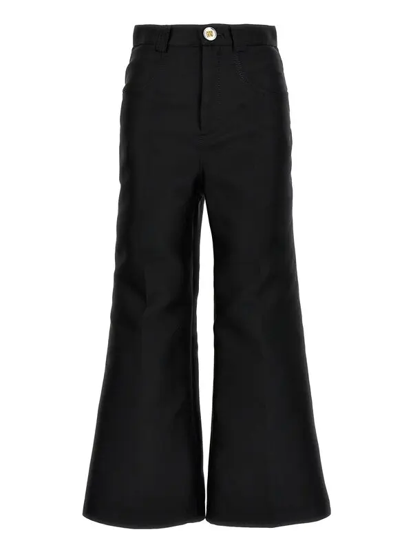 Giambattista Valli Cropped Silk Blend Pants - Black