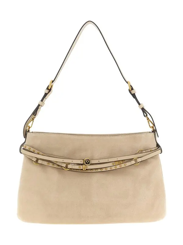 Pinko Belt' Large Shoulder Bag - Beige