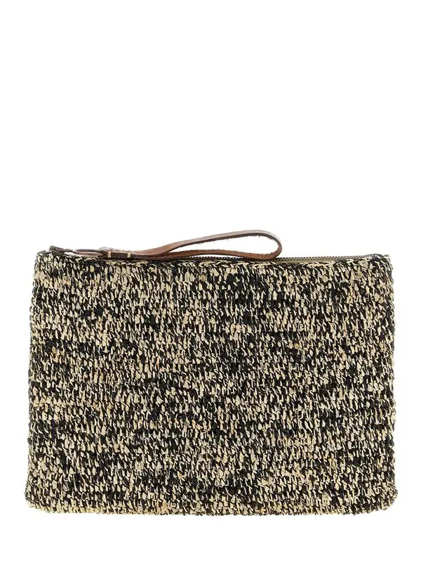 IBELIV Ampy Crochet Raffia Clutch - White/black