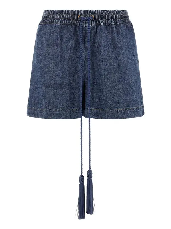 Valentino Garavani Vgold Denim Shorts - Blue