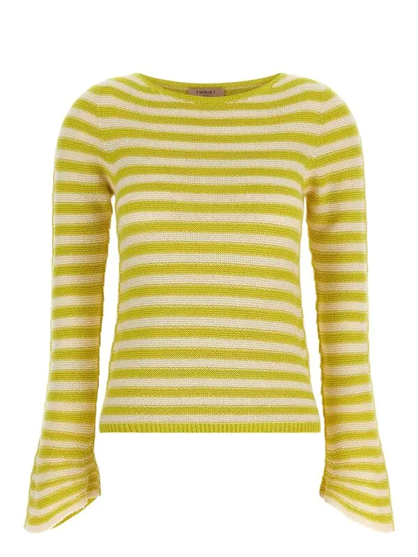 Twin-set Striped Crew Neck Sweater - Yellow