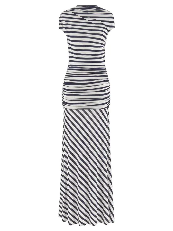 SELF-PORTRAIT Striped Jersey Maxi Dress - Blue