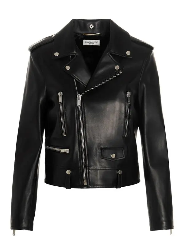 Saint Laurent Leather Motorcycle Biker Jacket - Black