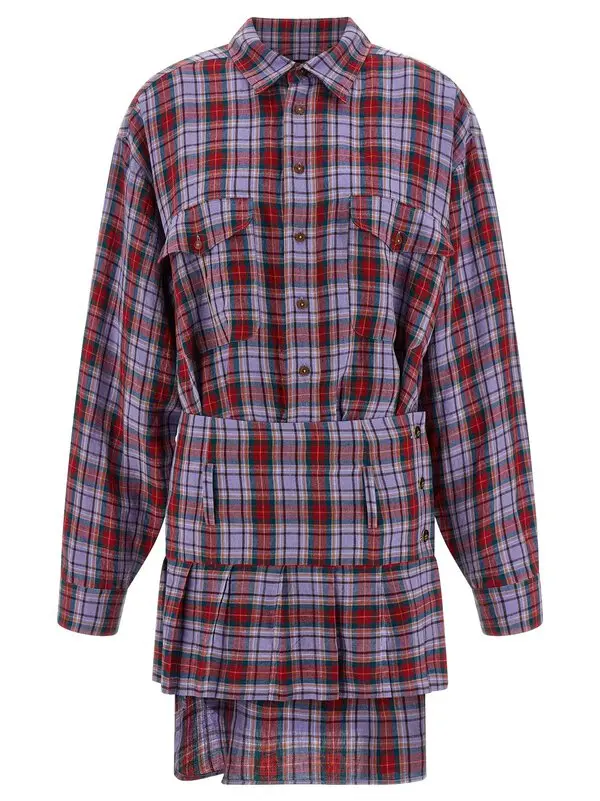 VIVIENNE WESTWOOD Marta Check Print Linen Mini Dress - Multi