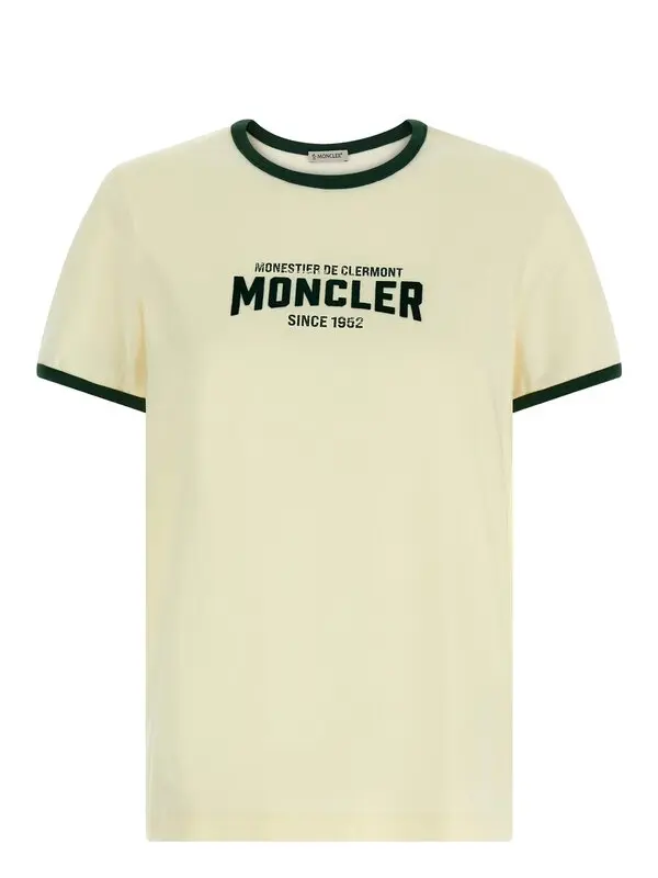 Moncler Flocked Logo T-shirt - Beige