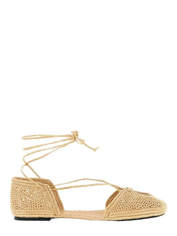 ODISSI Lima Raffia Ballet Flats - Beige