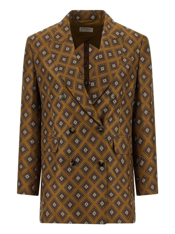 Alberto Biani Printed Silk Blazer - Brown