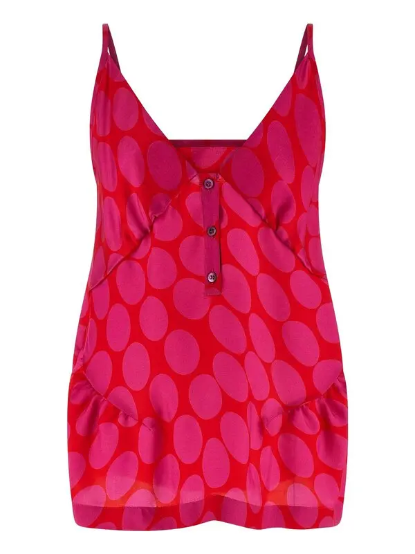 Dries Van Noten Caliya Viscose Maxi Polka Dot Patterned Top - Fuchsia