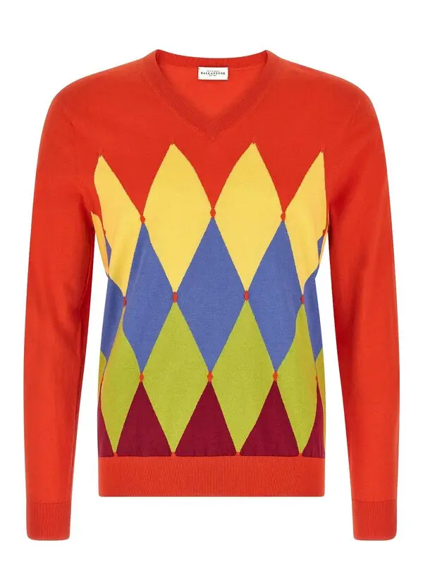 BALLANTYNE Argyle Sweater - Red