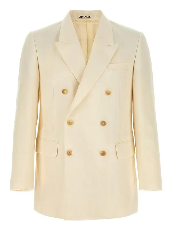 Auralee Double-breasted Blazer - Beige
