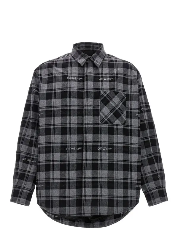Off-White Check Flannel Padded Jacket - Gray