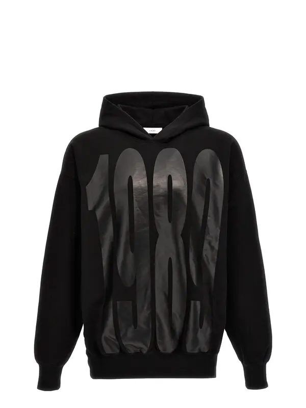 1989 STUDIO Faded Logo Hooded Sweatshirt - Black
