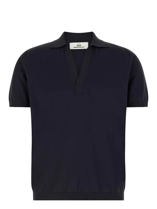 RIVIERA PROJECT Open Collar Polo Shirt - Blue