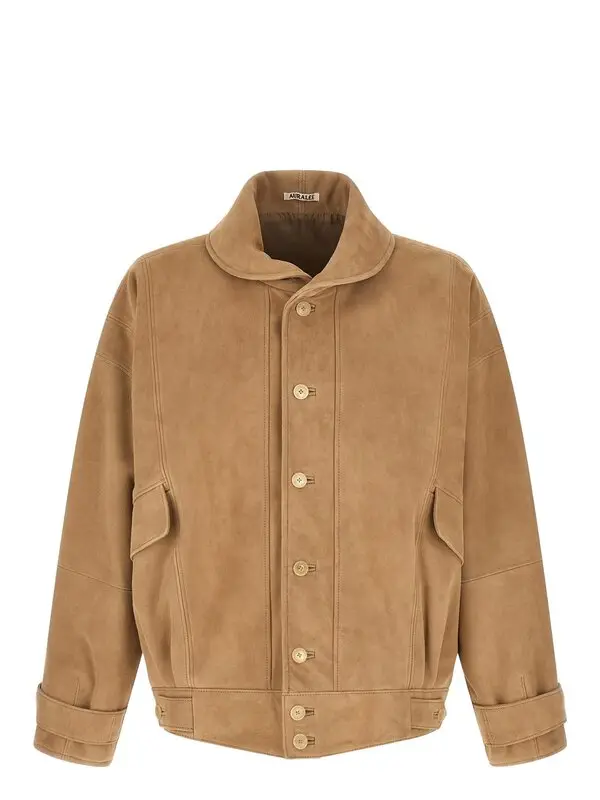 Auralee Full Grain Leather Blouson - Beige