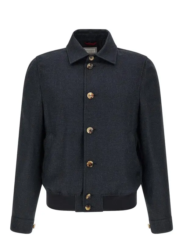 Brunello Cucinelli Linen Blend Jacket - Blue