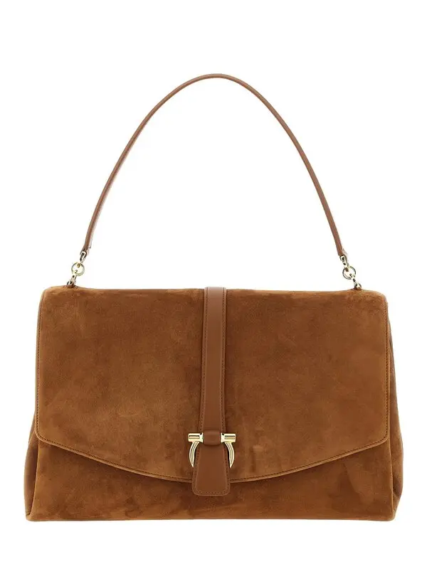 FERRAGAMO Suede Shoulder Bag - Brown