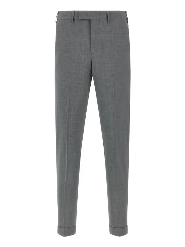 PT TORINO Master Mélange Stretch Wool Trousers - Gray