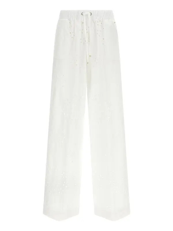 Herno Broderie Anglaise Cotton Trousers - White