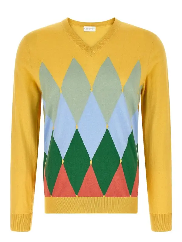 BALLANTYNE Argyle Pullover - Yellow