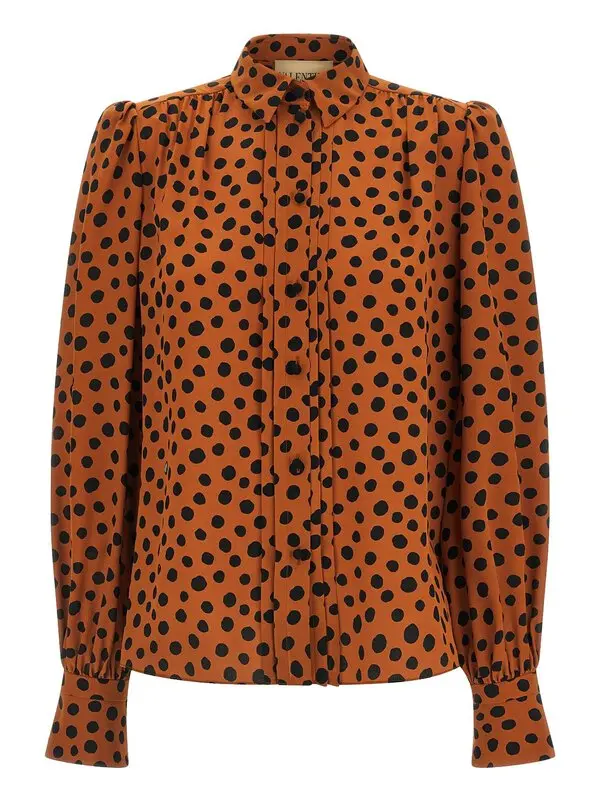 Valentino Garavani Silk Crêpe De Chine Polka Dot Print Shirt - Orange