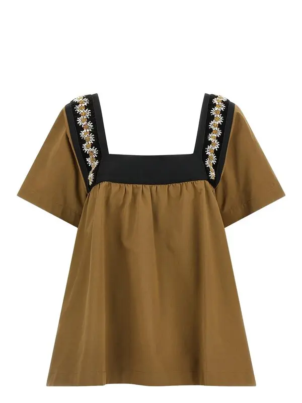 Prada Embroidery Top - Beige