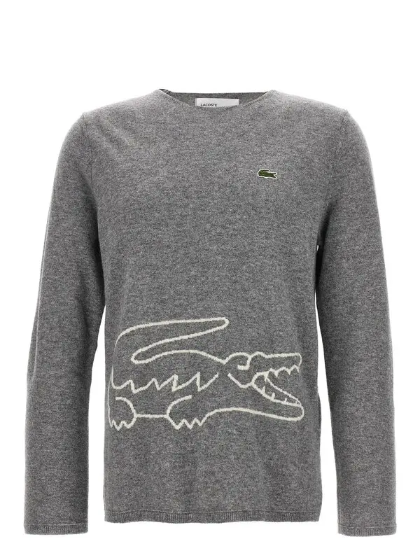 Comme Des Garçons X Lacoste Wool Intarsia Sweater - Gray