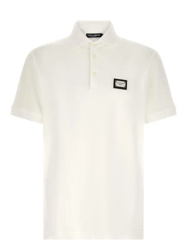 Dolce & Gabbana Logo Plate Polo Shirt - White