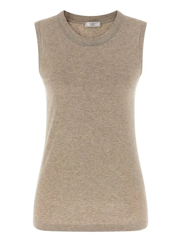 Peserico Punto Luce Ribbed Viscose Top - Beige