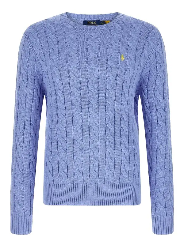 Polo Ralph Lauren Cotton Braided Sweater - Light Blue