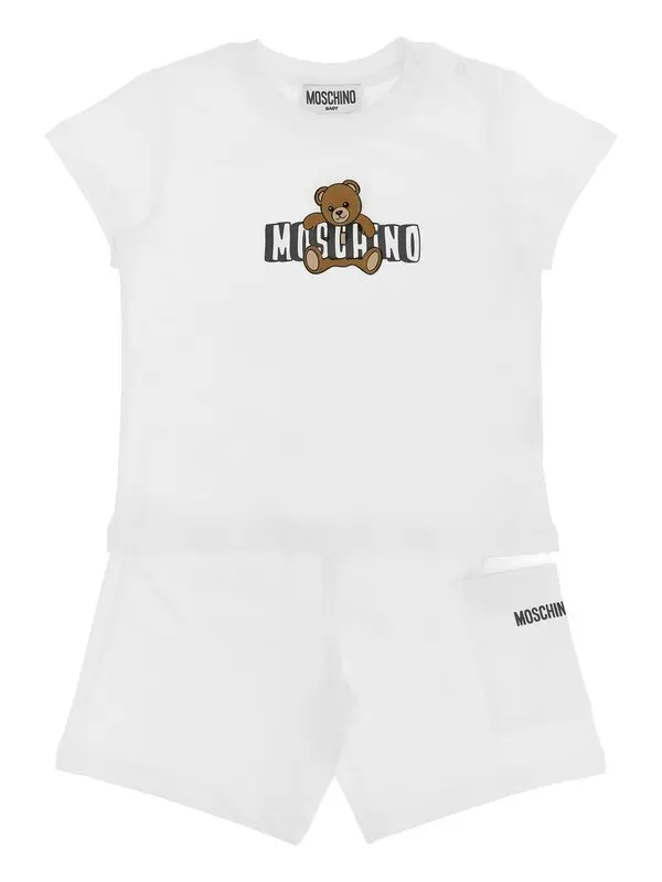 Moschino Teddy Bear T-shirt And Bermuda Shorts Suit - White