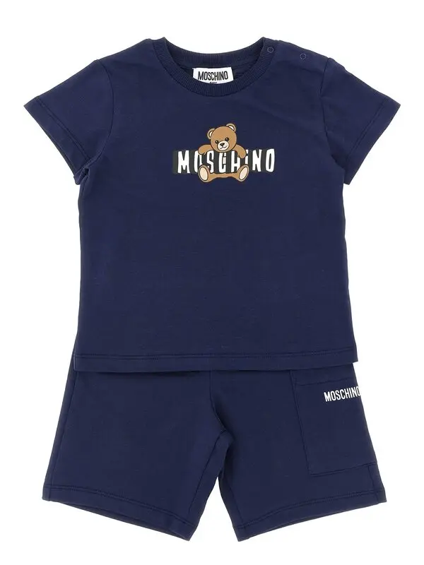Moschino Teddy Bear T-shirt And Bermuda Suit - Blue