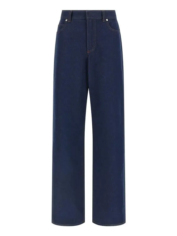 Fendi Ff Reverse Cotton Denim Jeans - Blue