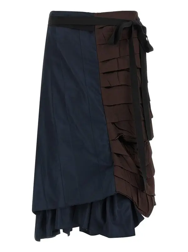 Prada Silk Patchwork Midi Skirt - Multi