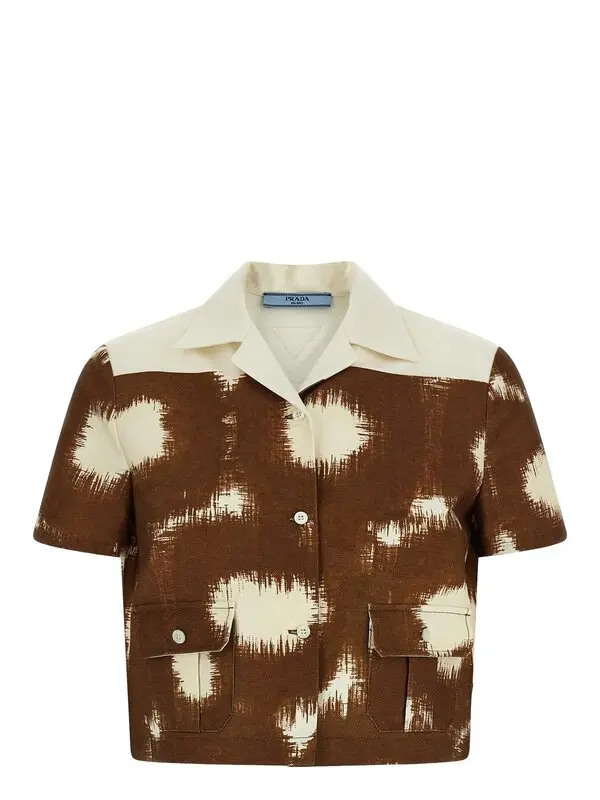 Prada Circle Print Cotton Canvas Shirt - Brown