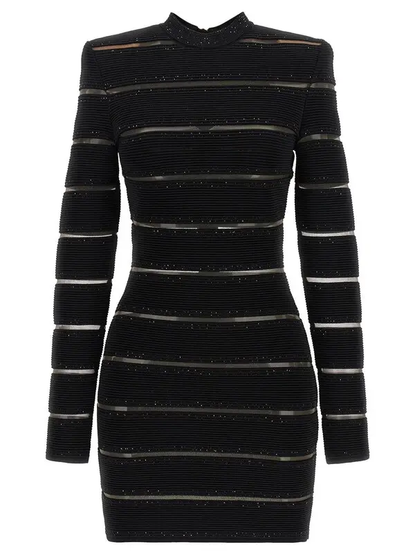 Balmain Stretch Viscose Mini Dress - Black