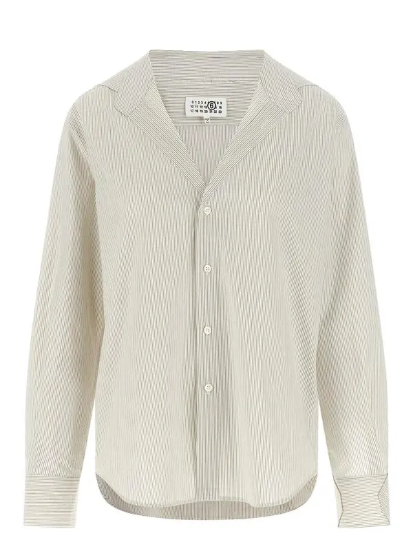 MAISON MARGIELA Striped Cotton Poplin Trompe L'oeil Collar Shirt - Gray