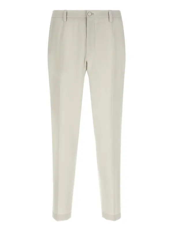 Dolce & Gabbana Virgin Wool Poplin Trousers - Beige