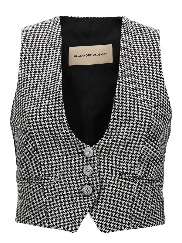 Alexandre Vauthier Houndstooth Waistcoat - White/black