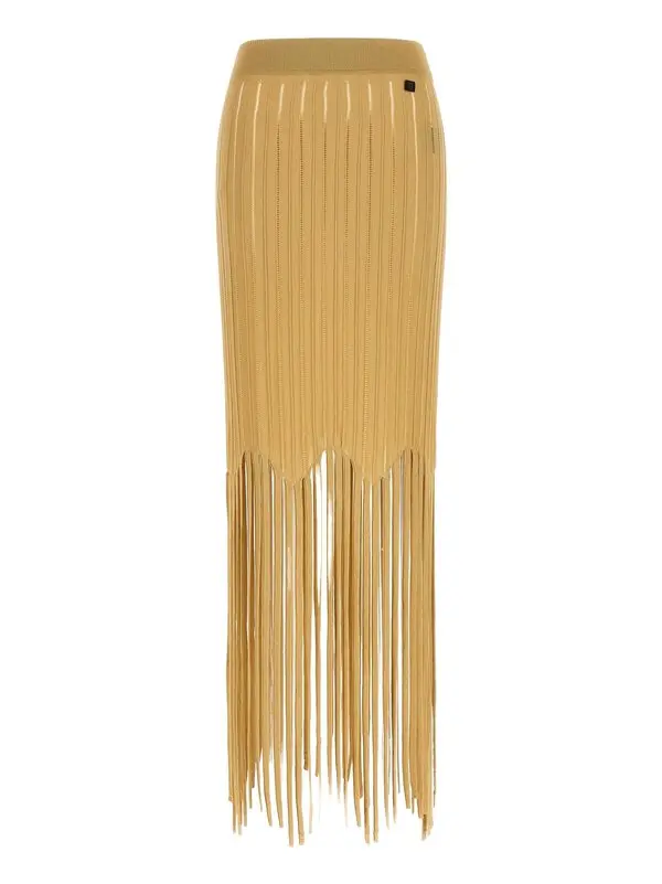 Balmain Fringed Midi Skirt - Beige