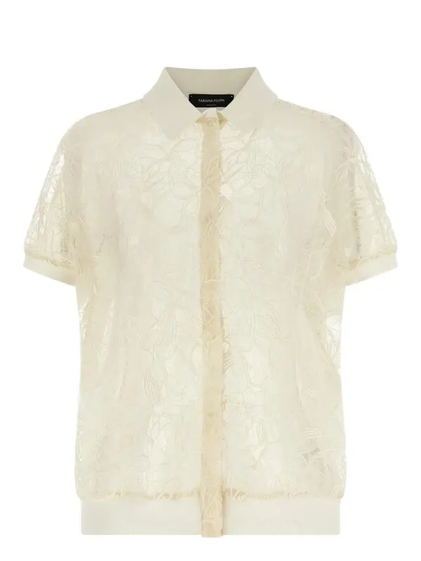 Fabiana Filippi Organza Lace Cardigan - Beige