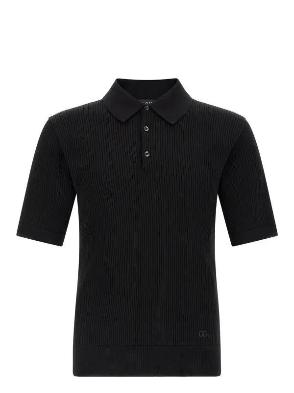 Dolce & Gabbana Micro-ribbed Polo Shirt - Black