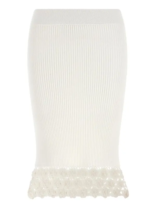 GANNI Cotton Crochet Skirt - White