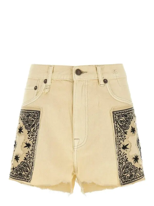 R13 Boyfriend Denim Shorts - Beige