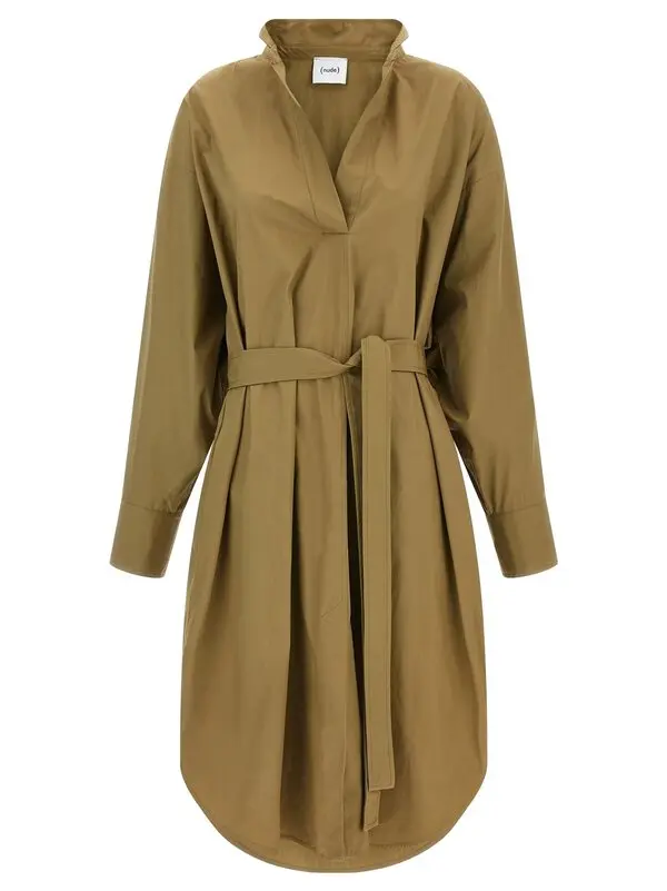 NUDE Cotton Poplin Chemisier Dress - Brown
