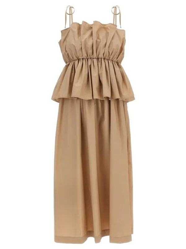 Twin-set Cotton Poplin Flounce Dress - Beige