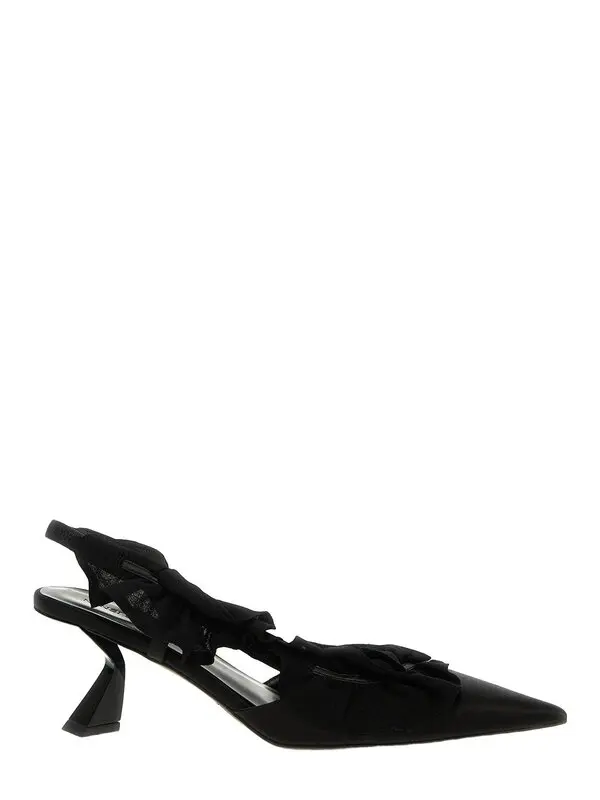 NENSI DOJAKA Leather And Satin Slingback Pumps - Black
