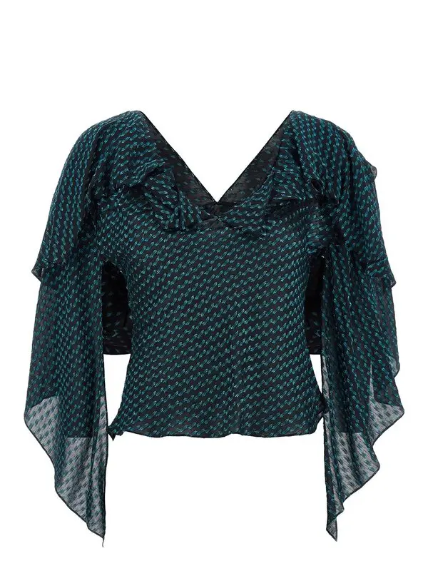 KIKO KOSTADINOV Plexus Jacquard Embroidered Silk-blend Blouse - Blue