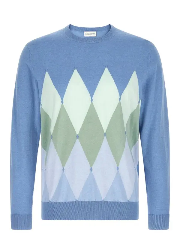BALLANTYNE Argyle Sweater - Light Blue
