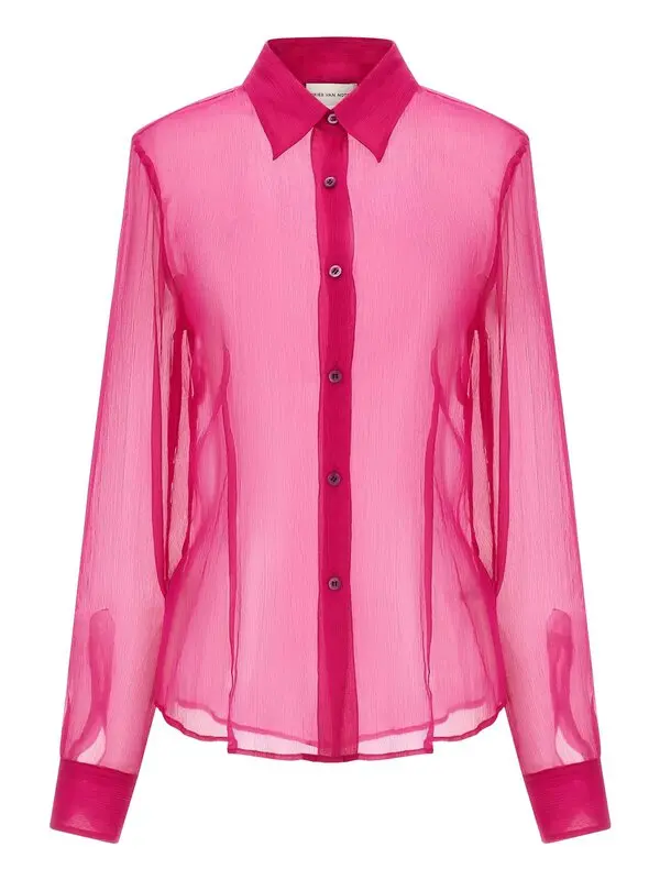 Dries Van Noten Cloudy Silk Muslin Shirt - Fuchsia
