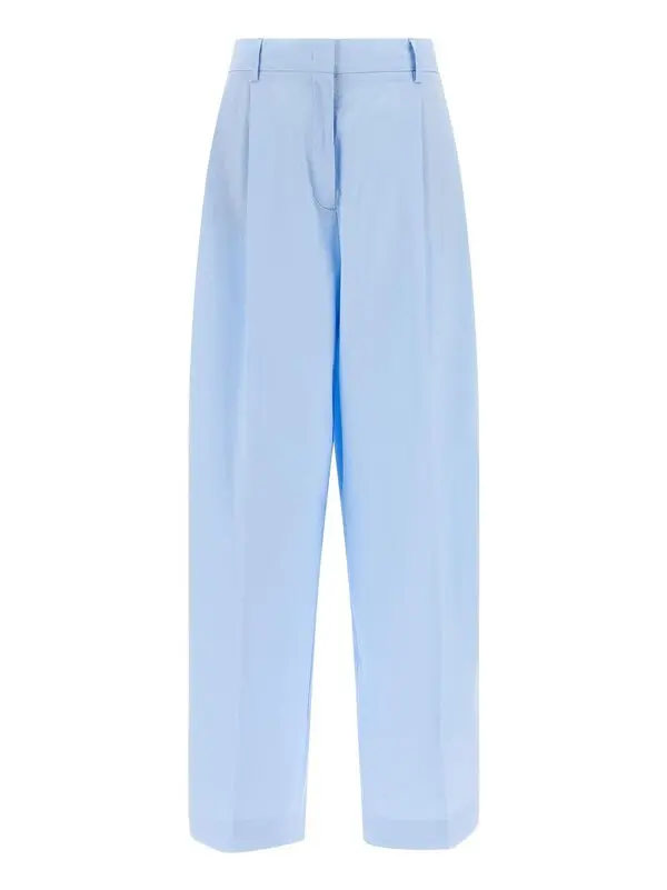 Fabiana Filippi Filo Diamante Cotton Poplin Trousers - Light Blue